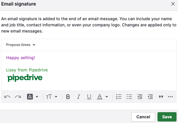 Email signature - Knowledge Base | Pipedrive
